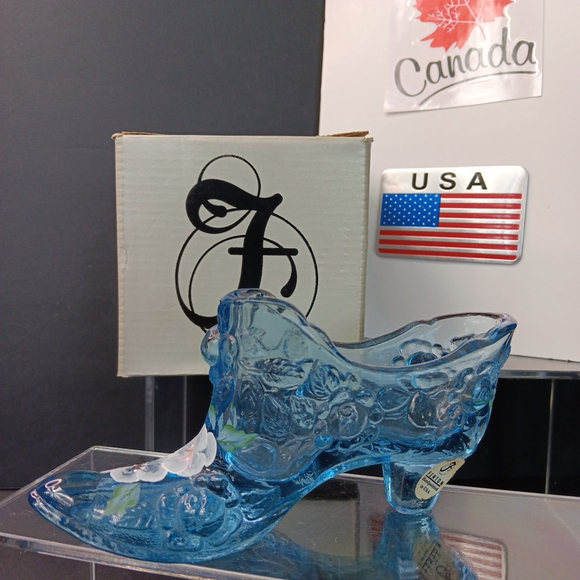 Fenton | Accents | Vintage Fenton Glass Light Blue Hand Painted By E ...